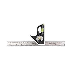 POWERTEC 80007 12-Inch Combination Square Tool Etched Stainless Steel Blade w/Metric Graduated Scale
