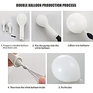 White Balloons - Double Stuffed Balloon 18inch 12inch 10inch 5inch 61pcs White Balloons Garland for Wedding Baby Shower Gender Reveal Birthday Decorations…