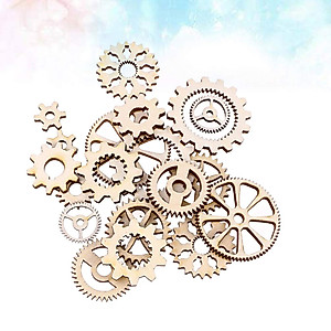 LIOOBO Unfinished Gear Craft 100pcs DIY Wooden Gear DIY Gear Lightweight Plain Wood Ornaments Wooden Gear for Crafts Kids Christmas Clothing DIY Wooden Slices
