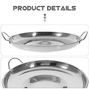 BESTonZON Stainless Steel Comal Concave Pan Stir Fry Pan Non-Stick Pancake Pan Egg Skillet for Kitchen Restaurant Outdoor Silver 36CM
