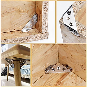Corner Brackets for Wood, 100 PCs Universal Stainless Steel Furniture Corner Connector, Multifunctional Corner Bracket for MDF, Wood Plate Joint, Furniture Assembly