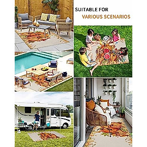 Fall Pumpkins Outdoor Area Rug 4'x6',Patio Balcony Porch Front Door Camping Camper Deck Runner Rug,Washable Carpet Indoor Living Room/Kitchen Floor Mat Thanksgiving Autumn Retro Eucalyptus Leaves