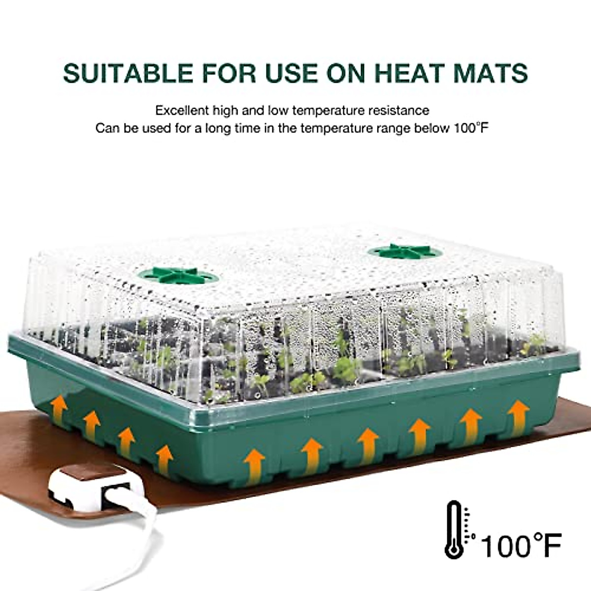 HOXHA 8 Pack Seed Starter Tray Kit, 384 Cell Indoor Seedling Starting Trays with Humidity Dome Base Mini Greenhouse Plant Germination Set for Seeds Growing, 8 Pack 48 Cell