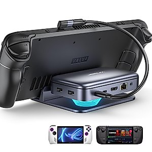 JSAUX Docking Station Compatible with Steam Deck ROG Ally Laptop, 10 in 1 Steam Deck Dock with 4K HDMI, 100W PD, USB 3.0, 1000Mbps LAN, SD/TF, Audio for MacBook/Lenovo/Dell/HP/Steam Deck/ROG Ally