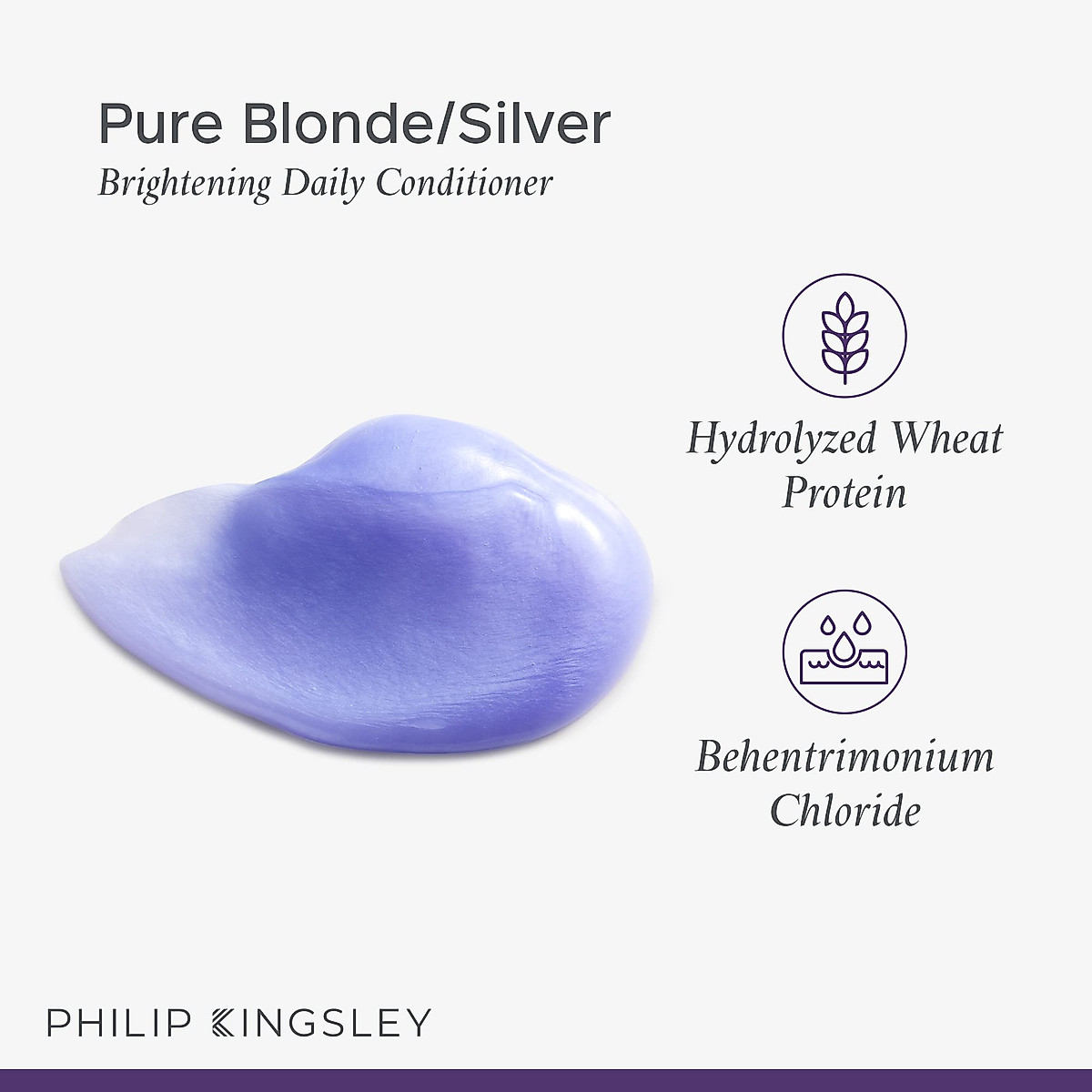 PHILIP KINGSLEY Pure Blonde/Silver Brightening Daily Purple Conditioner for Blonde Gray Brassy Colored Highlighted Bleached Hair Toner for Orange Brassiness and Yellow Tones, 6.76 oz
