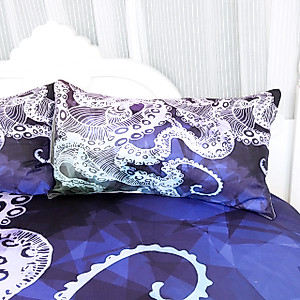 ARIGHTEX Octopus Bedding King Size Blue Boys Duvet Cover Ocean Octopus Design Kids Bedding Set 3 Piece Nautical Octopus Bed Set for Adults Men (King)