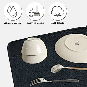 Dish Drying Mat for Kitchen Counter,Absorbent Drain Mats with Mircofiber,Dish Drying Pad,Double-Sided Use Dish Drainer Mat,19"x15",2 Pack,Dark Gray