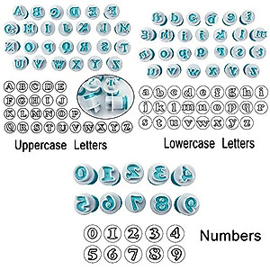 3 Set Fondant Alphabet/Letter Cutters and Number set,Cake Biscuit Mold,Cake Decorating Tools, Cookie Stamp Impress,Embosser Cutter,DIY Sugar Cookies Chocolate Plunger(Number and Letters)…