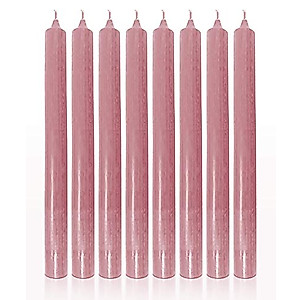 Hyoola 10 Inch Dinner Candles - 12 Pack - Rose Pink Tall Candles - Unscented Rustic Candles - Long Burning Candle Sticks