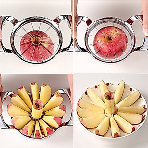 SAVORLIVING Apple Slicer, Upgraded Version 12 Slices Extra Large Apple Cutter, Stainless Steel Ultra-Sharp Apple Slicer and Corer, Pitter, Apple Divider Up to 4 Inches Fruit (Upgraded)