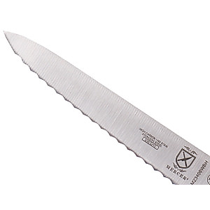 Mercer Culinary White Millennia Handle, 6" Utility Knife (Wavy Edge)