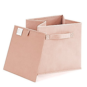 EZOWare Bundle Kit 6 Pcs Pale Dogwood Collapsible Fabric Cube Storage Bin Baskets + 4 Closet Wardrobe Dresser Drawer Organizer Divider For Organizing Nursery Baby Clothes