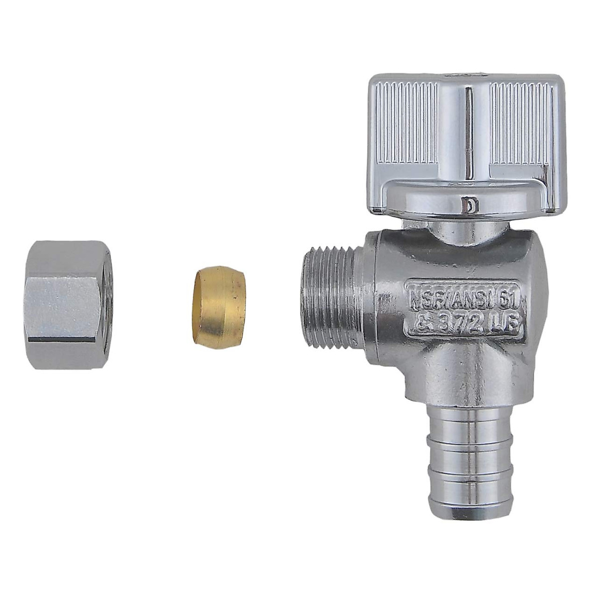 LD Valve- 1/4 Turn Angle Stop Valve 3/8-in Compression x 1/2-in Pex, Quarter Turn LF Brass Chrome Plated OD to Pex Angle Shut Off Valve for Faucet or Toilet Installation (2-Pack)