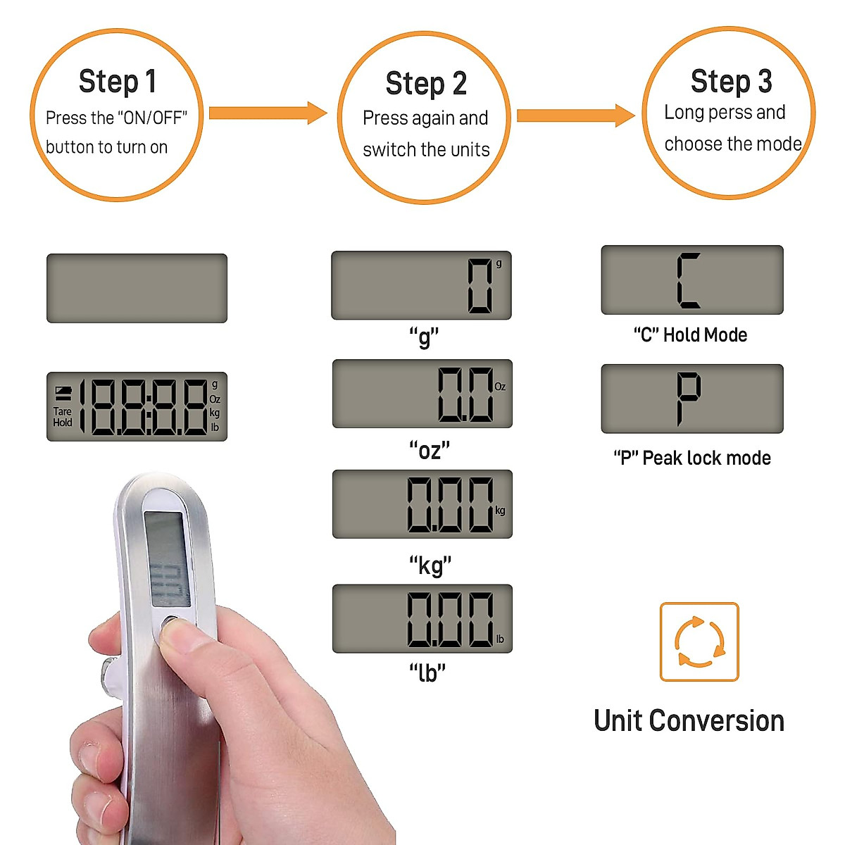 110 lbs Digital Bow Scale Recurve Archery Bow Scale Bow Poundage Scale Hunting Scale Luggage Scale with Peak and Hold Scale LCD Display