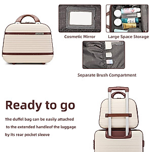 Lulusail Luggage Sets 6 Piece with two Cosmetic Case, Expandable(Only 28 & 24") Hardside Luggage with 360° Spinner Wheels, Durable Luggage Set Clearance For Women Men, Cream