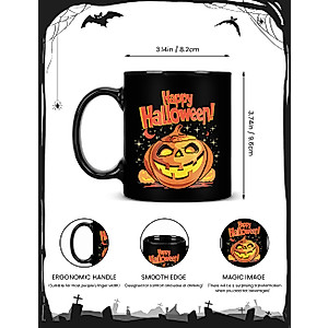 Cessfle Halloween Pumpkin Color Changing Mug, 11oz Halloween Heat Changing Coffee Mugs, Funny Halloween Mugs, Halloween Gifts For Kids Adult