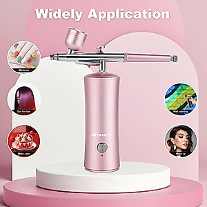 ORTRVYQ Airbrush Kit, Rechargeable Cordless Airbrush Compressor 0.3mm Nozzle 32PSI High Pressure Air Brush Set for Cake Decor, Barber, Tattoo, Nail Art, Makeup, Model Painting Black