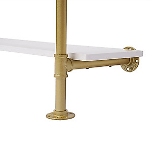 HYYKJ-US 3 Layer Shelves Wall Mounted Clothes Rail Shelf Multifunctional Garment Rack Towel Rack Vintage Clothes Rack Clothing Organizer for Retail Entryway Bedroom Balcony Indoor Use Home Decor Gold