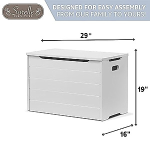 Sorelle Furniture Farmhouse Kids Toy Box, Childrens Storage Box, Wood Toy Chest for Kids, Toy Storage Solution-Childrens Furniture-White