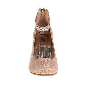 Badgley Mischka Girls Ankle Strap Dress Pumps (Big Kid), Silver, 2