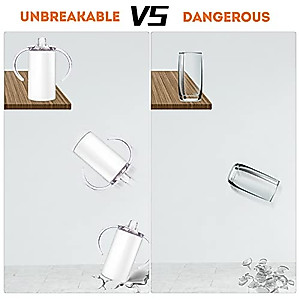 Vermida Sublimation Sippy Cup Blank with Handle, 12oz Stainless steel Sippy Cups, Kids Cups with Straws and Lids Spill Proof Double Wall Vacuum Cups for Children(2 Pack)