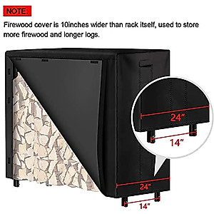 AMAGABELI GARDEN & HOME 4ft Firewood Rack With Cover Combo Set Waterproof Outdoor Log Holder, Fireplace Heavy Duty Stacker Pit for Patio Logs Storage Steel Tubular Wood Pile Tool Accessories Black