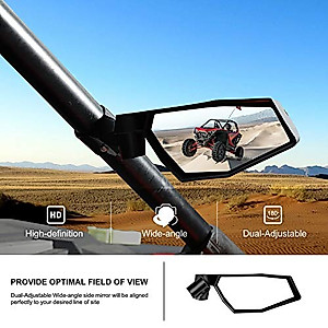KIWI MASTER Side Mirrors Compatible for 2020-2023 Polaris RZR Pro XP, Pro R, Turbo R / 4 Accessories Adjustable Folding Rear View Racing Mirror 2883762