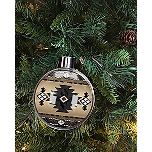 Christmas Ornaments for Christmas Tree Hanging, Western Southwestern Balls Ornaments Shatterproof Christmas Ornaments Ball for Holiday Party Gift Decor Brown Boho Aztec Farmhouse Native 3.5"