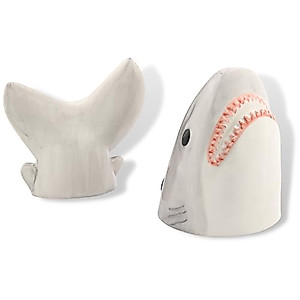 Shark Salt and Pepper Shakers Set, Nautical Themed Kithen Supplies, 4 Inches