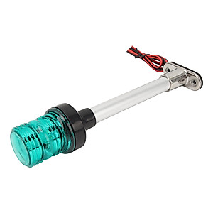 Airshi Boat Stern Light, Stainless Steel Base 33 LED Lamp Beads 10 Inches Height Aluminum Rod Bow Mast LED Anchor Navigation Lights for Fishing Boats (Green), LED Stern Light Boat Anchor Light