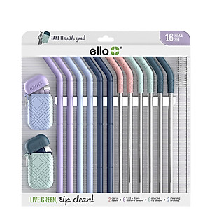 Straws Ello 16-Piece Reusable Straw Set