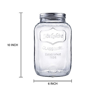 Diamond Star Glass Storage Jar Large Canning Jar Wide Mouth Candy Jars with Brushed Tin Lid (1 Gallons)