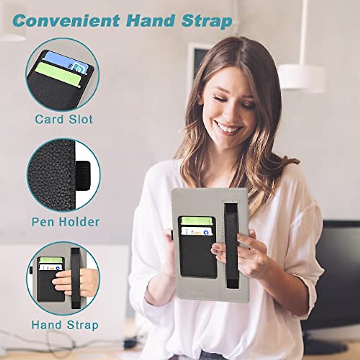 DMLuna Case for TCL Tab 8 LE 8" Tablet (Model: 9137W) 2023 Release, (Not Fit TCL Tab 8 Model: 9038S), Folio Premium PU Leather Stand Cover with Hand Strap/Card Slot, Black