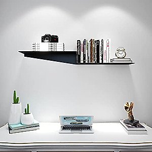 POEMAX Floating Shelves,Metal Wall Shelf Set of 2,Heavy-Duty Hanging Shelves,Multiple Combination Mode Wall Mounted Shelves