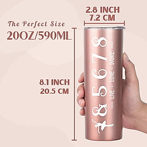Onebttl Dance Teacher Appreciation Gift for Women, Her - & 5 6 7 8 Live Love Dance - Gifts For Dance Teachers - 20oz/590ml Stainless Steel Insulated Tumbler with Straw, Lid - (Rose gold)