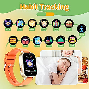 AWEHIRU Kids Smart Watch Girls Boys - Smart Watch for Kids Games Watch with 26 Games Music Player HDCamera Pedometer Alarm Video Flashlight Birthday Gifts for Kids 3-12 Years Old (Orange)
