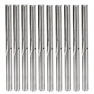 Yakamoz 10Pcs 1/8-Inch Shank Long Straight Router Bits CNC End Mill Bit Set with 1" Cutting Length Flush Trim Router Wood Cutter Woodworking Milling Tool