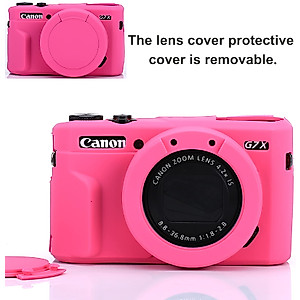 G7X Mark II G7X Removable Lens Cover Silicone Cover Rubber Soft Camera Case Cover for Canon PowerShot G7X II G7X (Rosered)