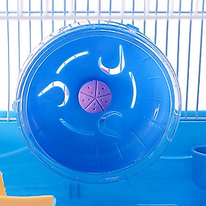 VOSAREA Hamster Cage Gerbil Haven Habitat Small Animal Cage Includes Play Slide Exercise Wheel Hamster Hide- Out Water Bottle (Light Blue)