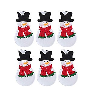 Amosfun 6pcs Christmas Cutlery Gift Bag Tableware Holders Silverware Holder Pockets for Christmas Table Decoration (Snowmen)