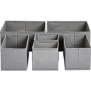Amazon Basics Cloth Drawer Storage Organizer Boxes, Set of 6