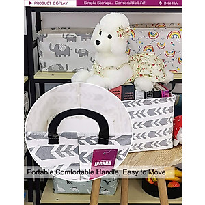 INGHUA Rectangular Storage Basket Fabric Organizer Bin for Toys,Books,Clothes,Gifts,Pets-Perfect for Home,Office,Nursery,Dorm,Shelf(Rec Grey Arrow)