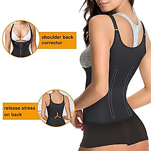 Eleady Women's Underbust Corset Waist Trainer Cincher Steel Boned Body Shaper Vest with Adjustable Straps (L, Black)