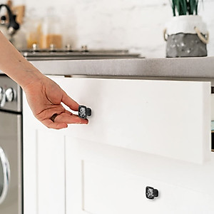 ZXCVASD Black and White Skull 4-Pack Knobs for Dresser Drawers Square Decorative Cabinet Handles Drawer Knobs and Pulls with Screws for Home, Kitchen, Wardrobe-1.18 inch x0.82 inch x0.78 inch