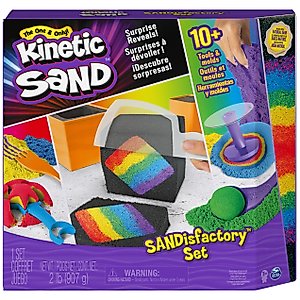 Spin Master 6061653 Kinetic Sand Sandisfactory Set with 2 lbs of Colored and Black Kinetic Sand
