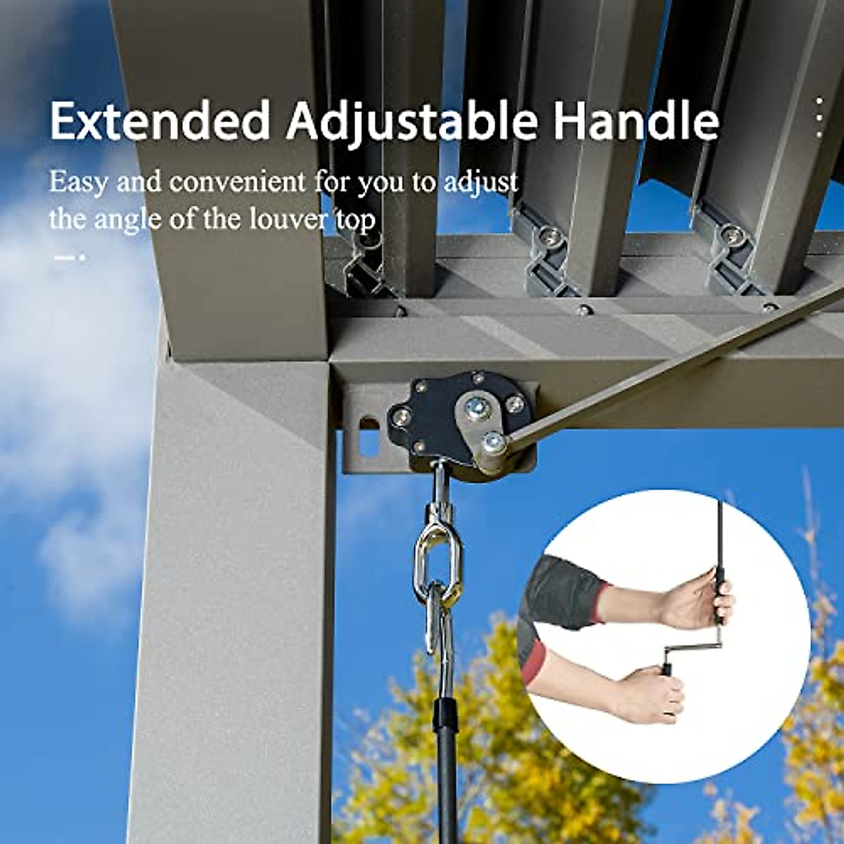 Domi Louvered Pergola 12' × 16', Outdoor Aluminium Pergola with Adjustable Roof, Curtains and Netting, Hardtop Gazebo for Patio, Deck, Garden, Yard, Beach(Gray)