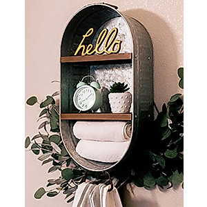 Galvanized Wash Tub with Shelves | Rustic Bathroom Décor | Farmhouse Rustic Bathroom Shelves | Bathroom Tub of Towels | Metal Wash Tub Cubby | Galvanized Shelf Wall