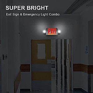 LEDIARY 2 Pack Exit Sign with Emergency Lights, Red and Green Exit Sign Color Changeable, UL Certified, Battery Backup and Two LED Adjustable Head, Exit Sign for Business