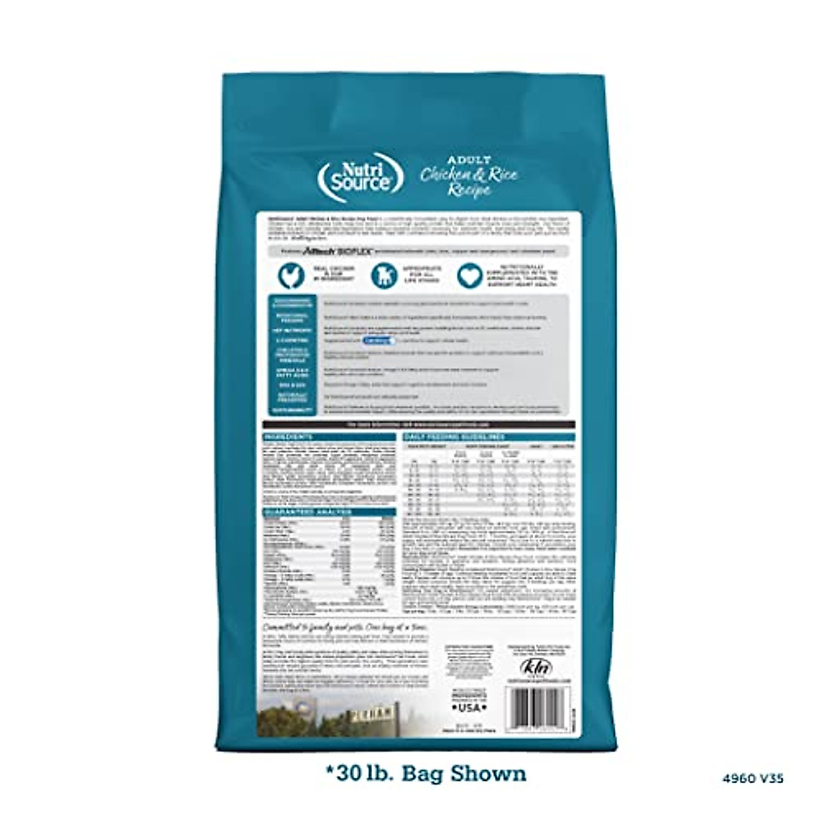 NutriSource Adult Dog Food, Made with Chicken and Rice, with Wholesome Grains, 30LB, Dry Dog Food