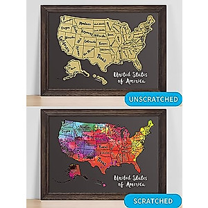 JARLINK Scratch Off USA Map Poster, 12x17 inches United States Map with Unique Accessories Set, Personalized Travel Poster, Gift for Travelers